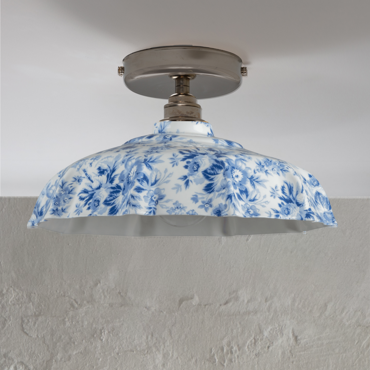 Campbell Delft Époque Florale Flush Mount | Bone China Ceiling Light ...